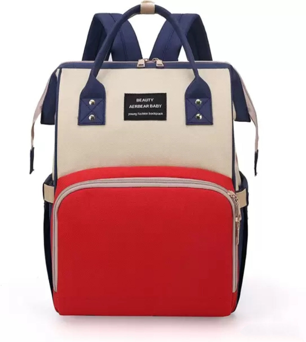 Multifunkcionalna torba ranac za mame i putovanja teget-crveni - OpenShop